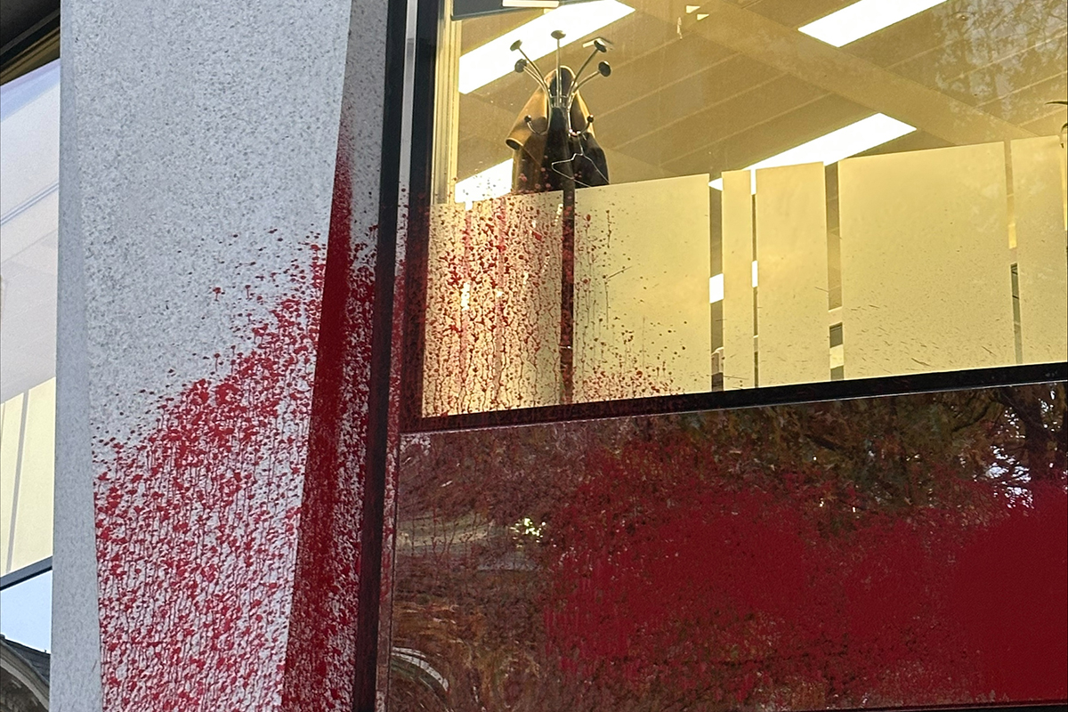 Vandals shatter windows and spray paint over L&G HQ