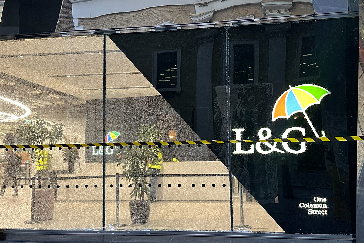 Vandals shatter windows and spray paint over L&G HQ